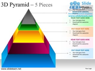 3d pyramid stacked shapes chart 5 pieces powerpoint presesntation ...