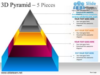 3d pyramid stacked shapes chart 5 pieces powerpoint presesntation ...