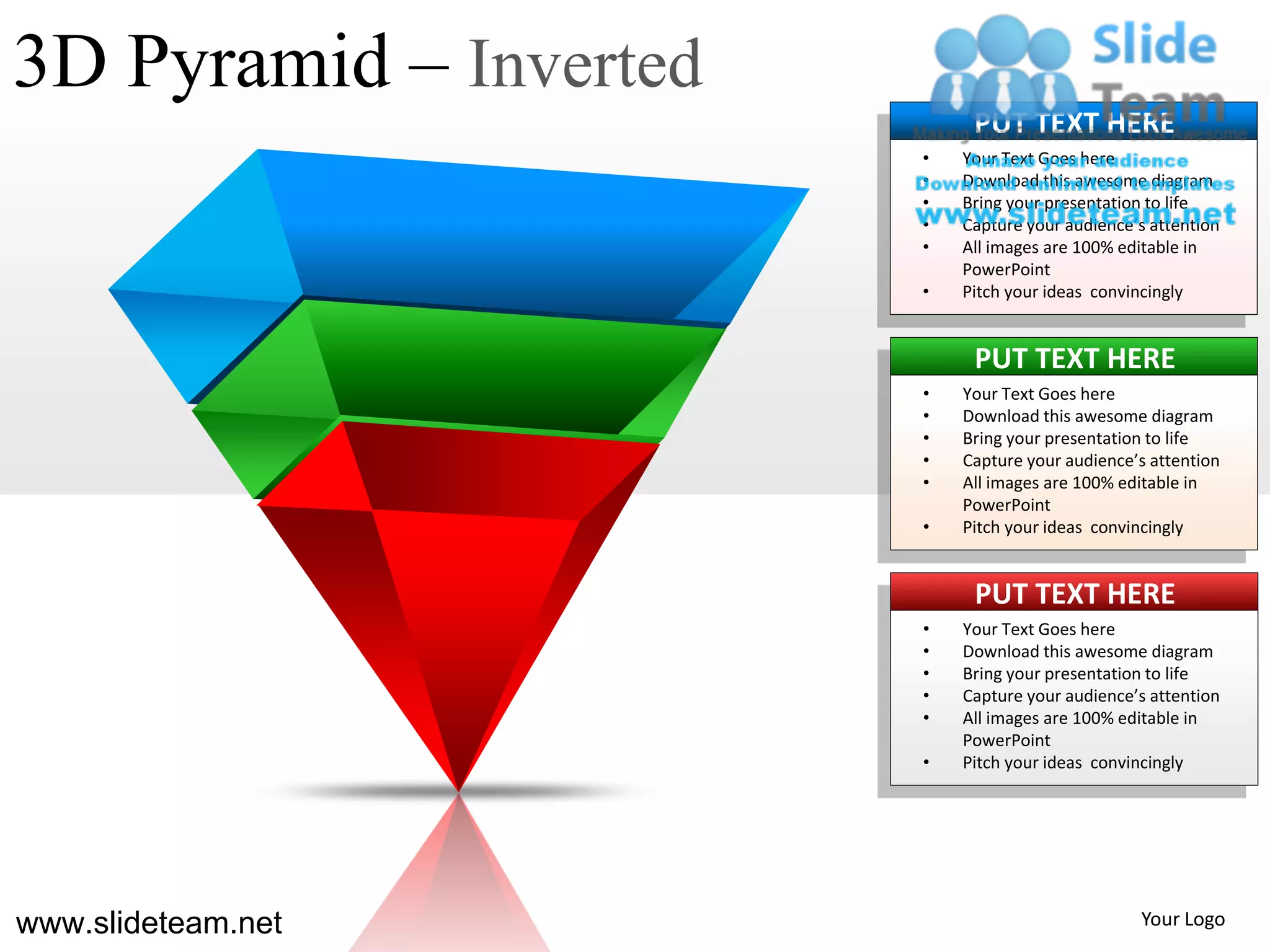 3d pyramid stacked shapes chart inverted powerpoint ppt templates. | PPT