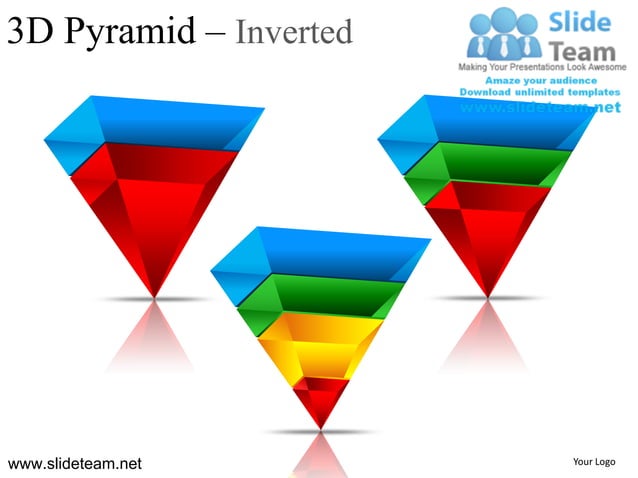 3d pyramid stacked shapes chart inverted powerpoint ppt templates. | PPT