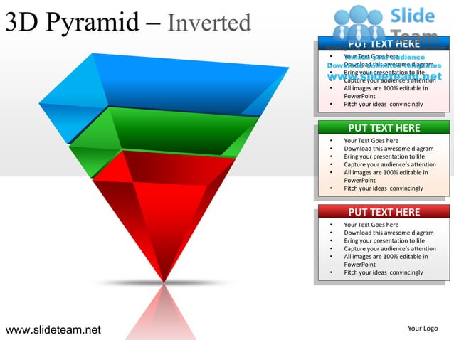 3d pyramid stacked shapes chart inverted powerpoint presentation ...