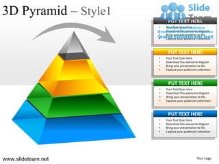 3d pyramid stacked shapes chart style design 1 powerpoint ppt slides. | PDF