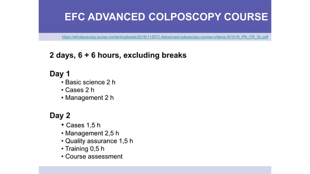Xavier Carcopino - EFC Certification of colposcopy courses | PPT