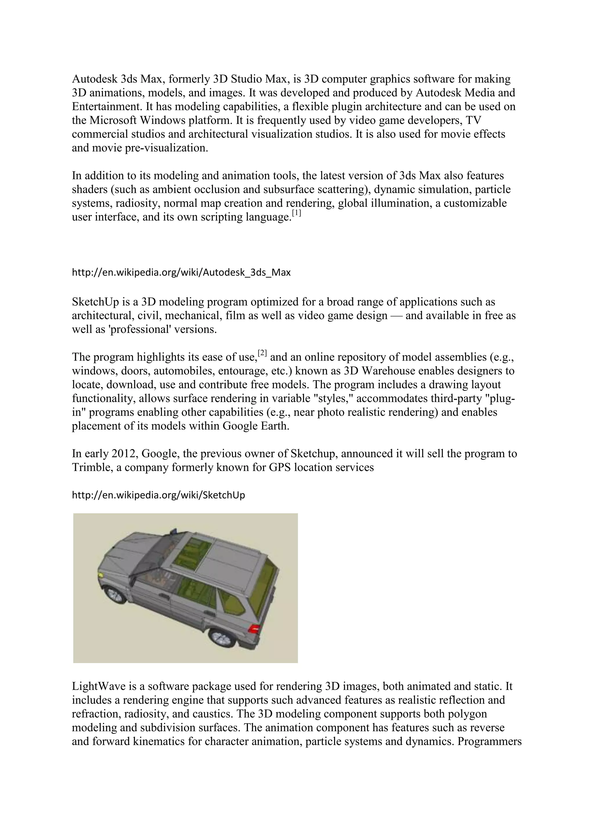 3D Research | DOCX | 3-D Graphics | Computer Software and Applications