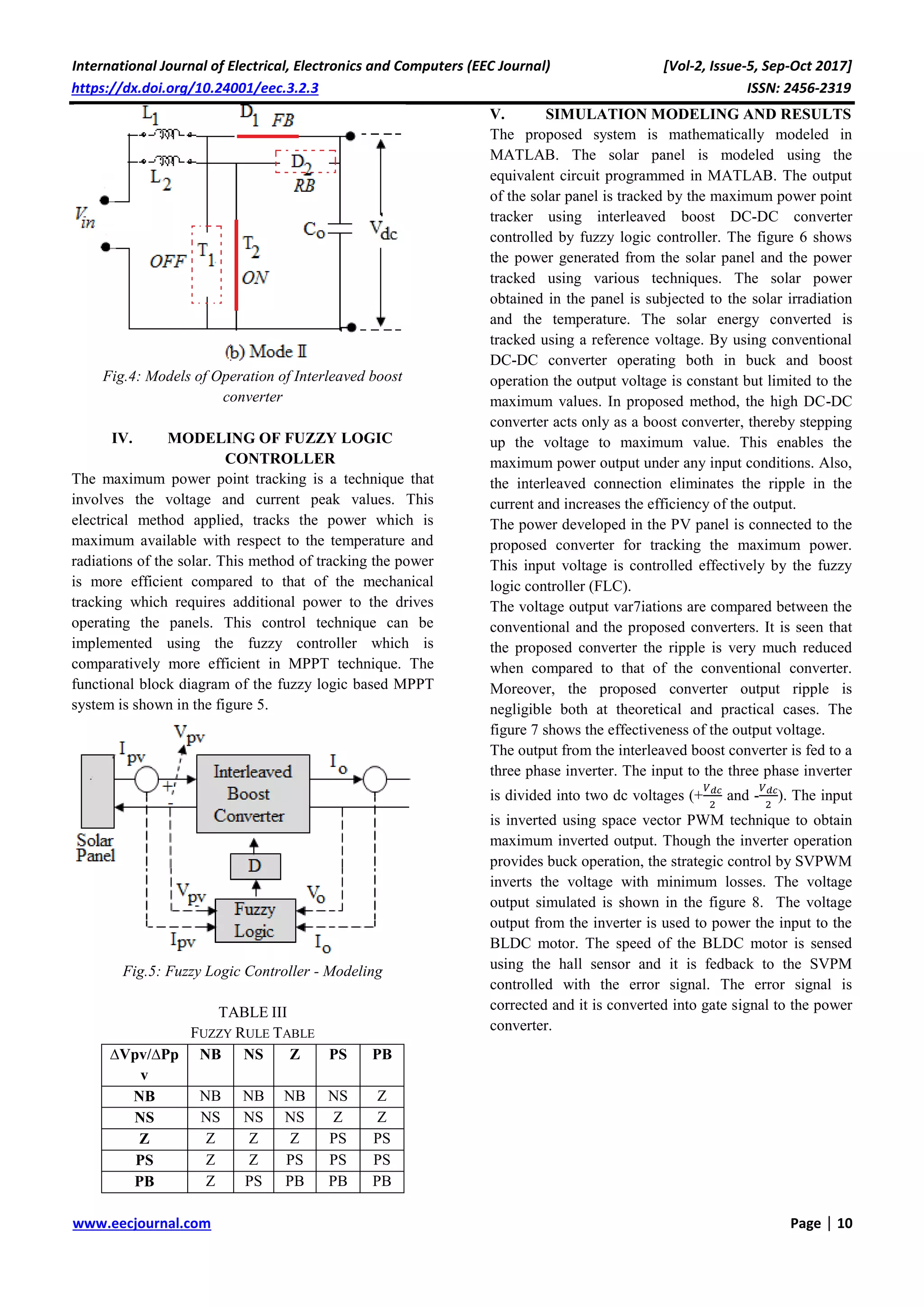 Drive Applications of Fuzzy Logic Controlled Interleaved Boost Converter for Maximum Power Point ...