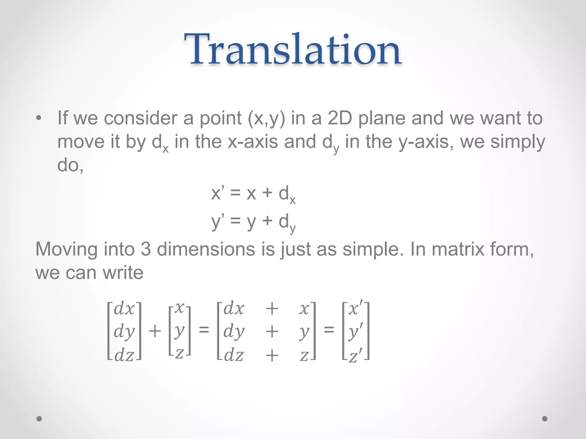 3 d scaling and translation in homogeneous coordinates | PPTX