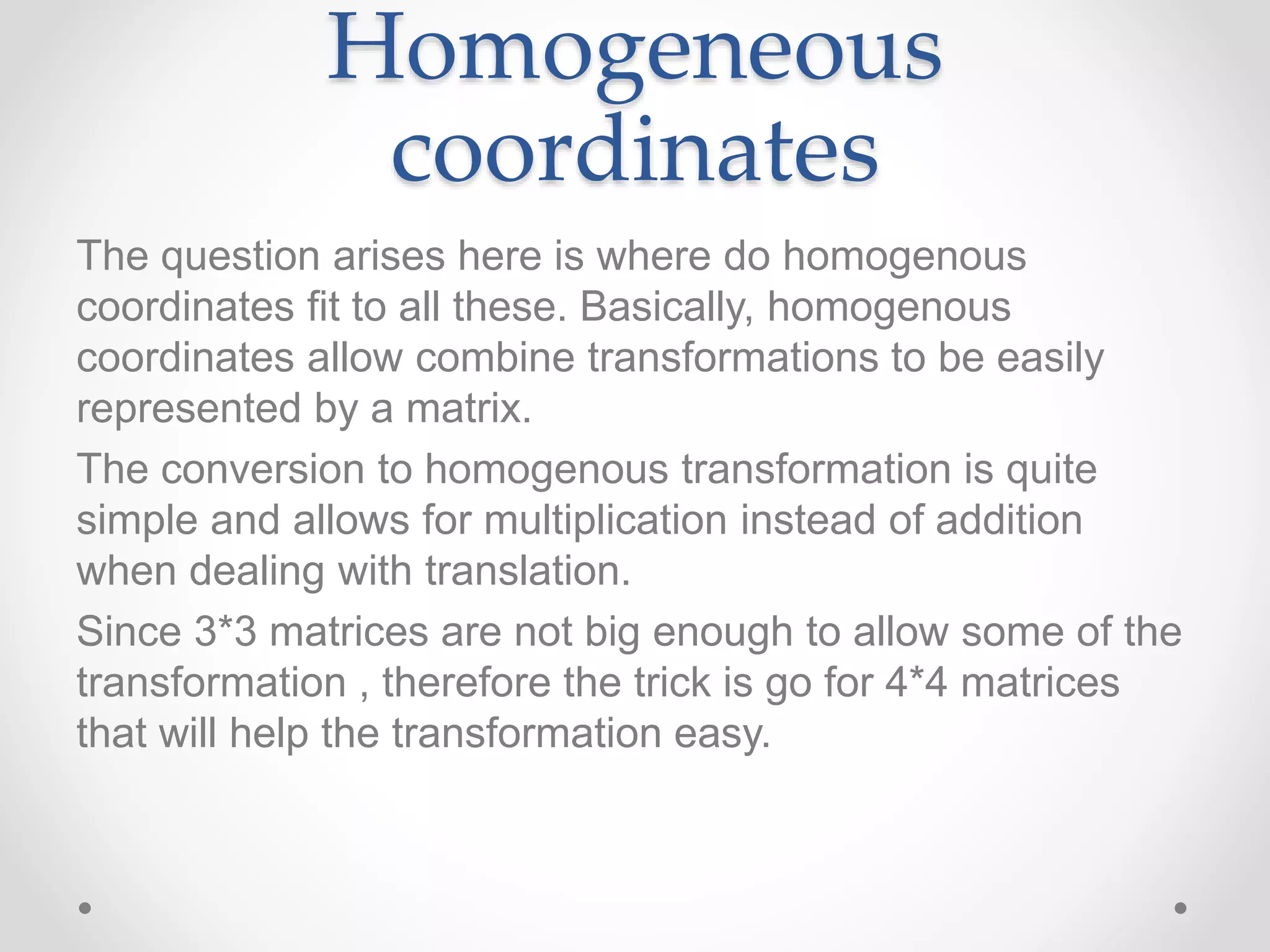 3 d scaling and translation in homogeneous coordinates | PPTX
