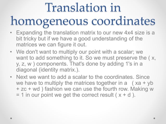 3 d scaling and translation in homogeneous coordinates 3 d scaling and translation in homogeneous coordinates