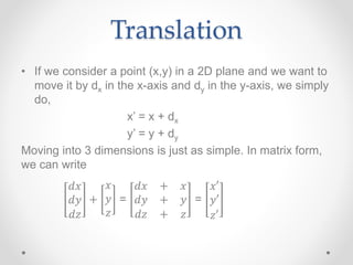 3 d scaling and translation in homogeneous coordinates | PPTX