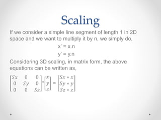 3 d scaling and translation in homogeneous coordinates | PPTX