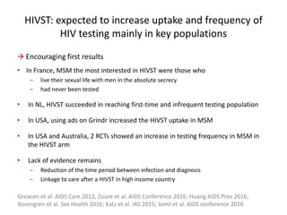 Scaling up HIV testing: the role of self-testing | PPT