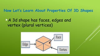3d shapes and their properties including vertices, faces and edges .pptx