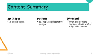 3D-Shapes, Pattern, Symmetri Grade1.pptx