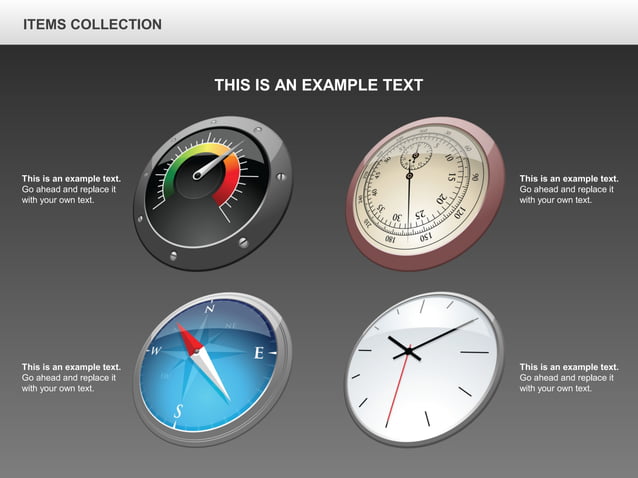 3D Shapes with Meters Collection for PowerPoint by PoweredTemplate.com