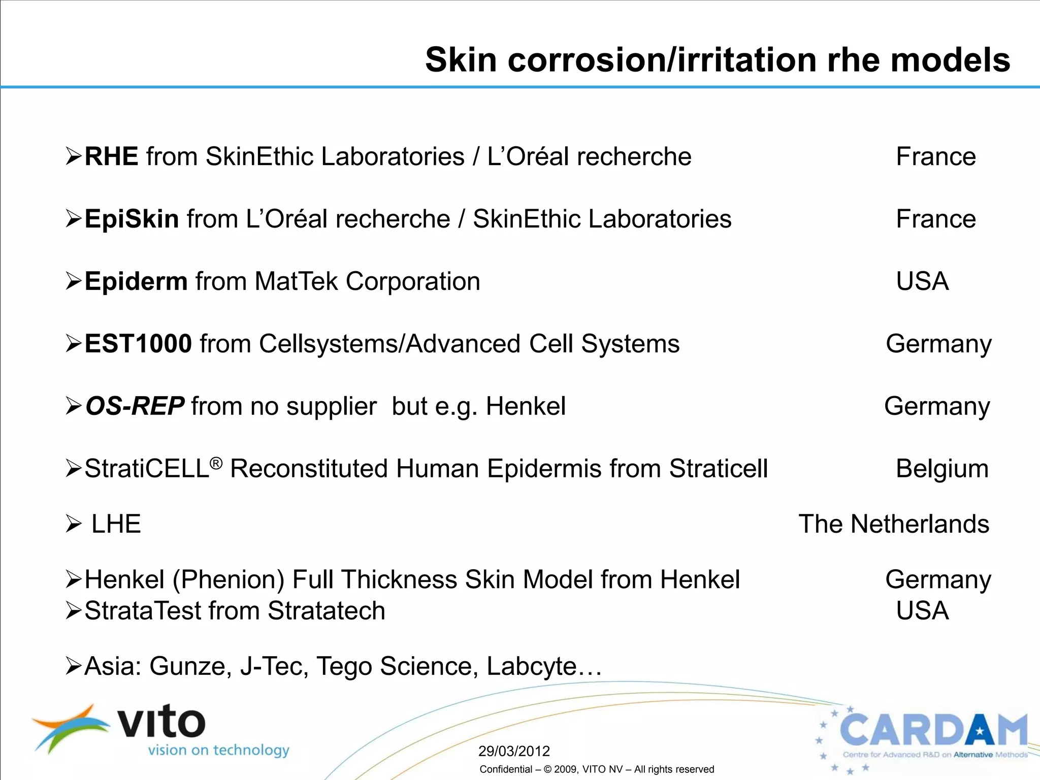 Overview of 3D-human skin reconstructed models for irritation and ...