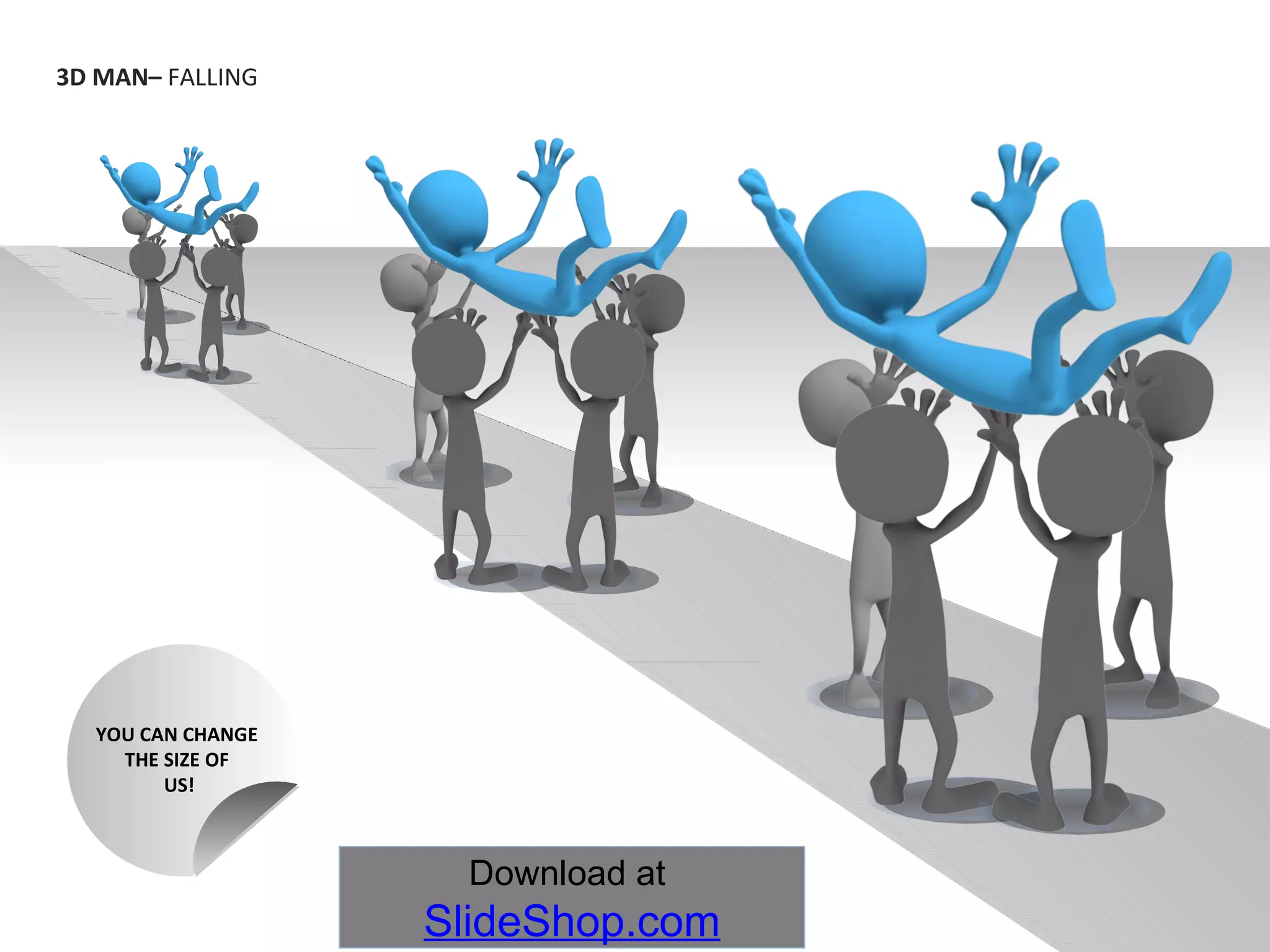 3D slide man - falling animated | PPT