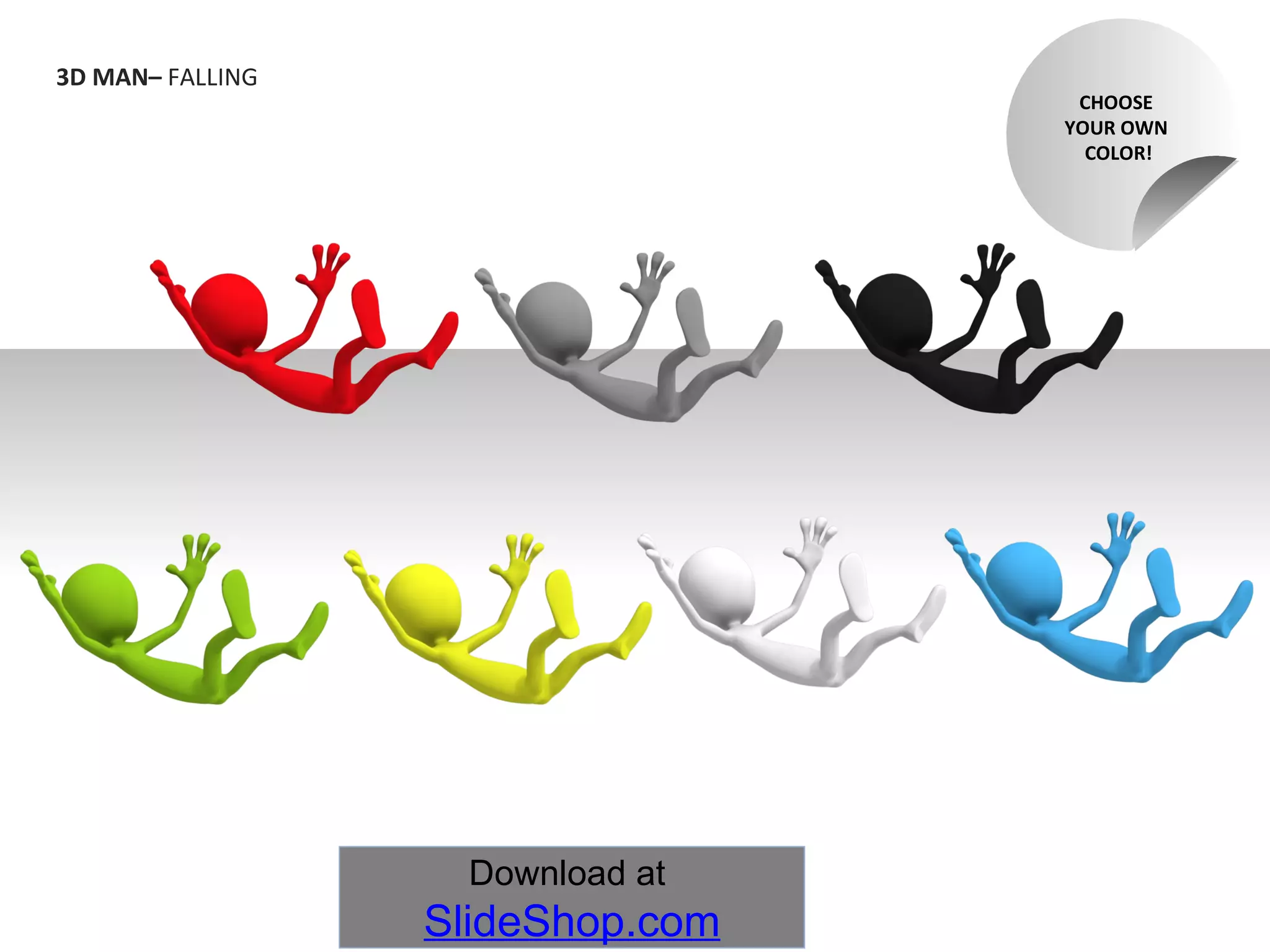 3D slide man - falling animated | PPT
