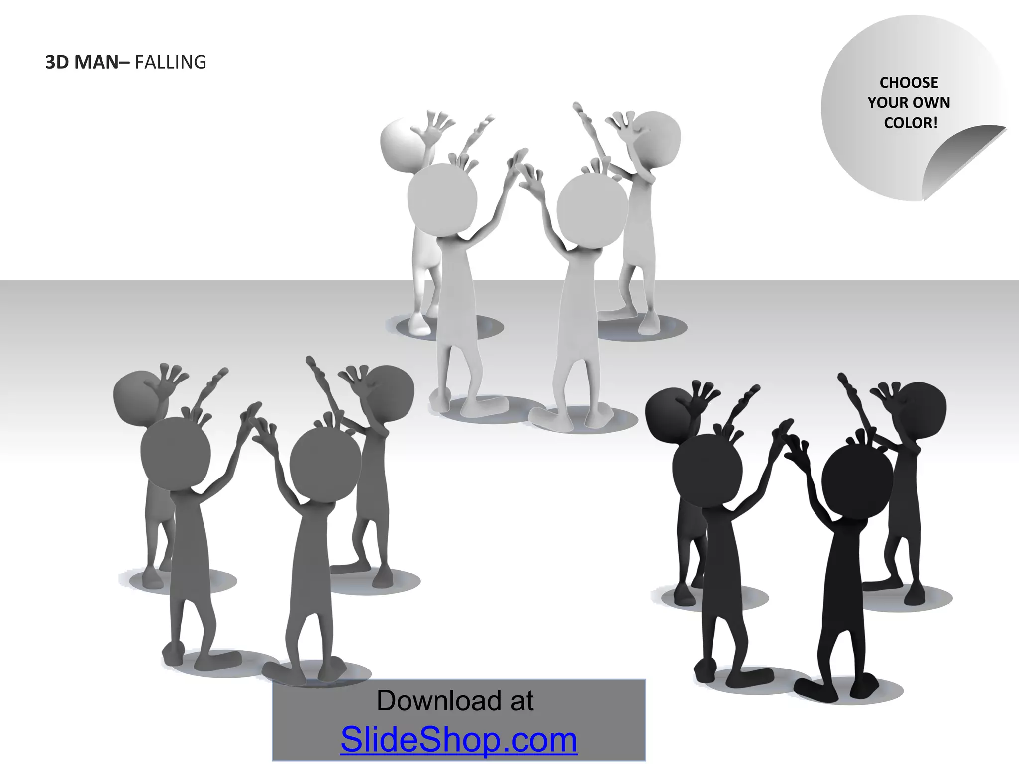 3D slide man - falling animated | PPT