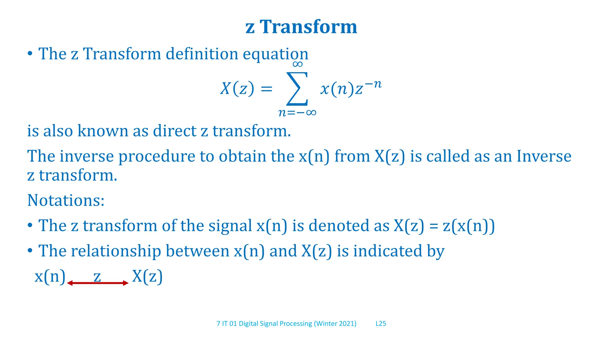 Frequency Analysis Using Z Transform Pptx