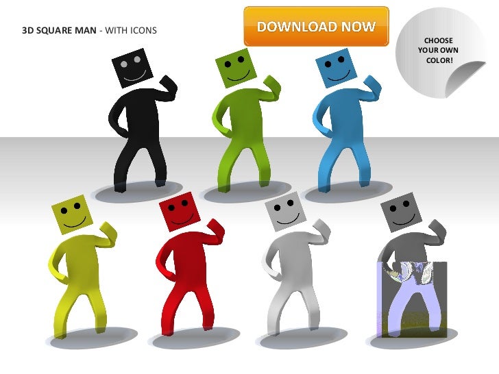 3D Square Man - With Icons by Slideshop