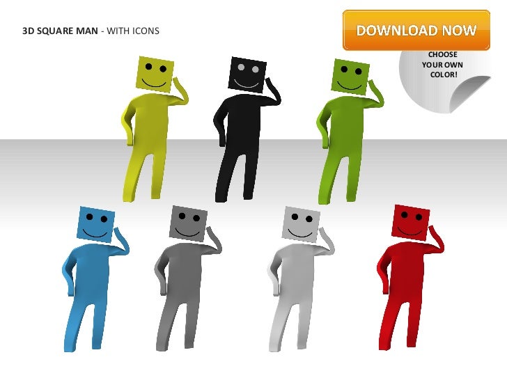 3D Square Man - With Icons by Slideshop
