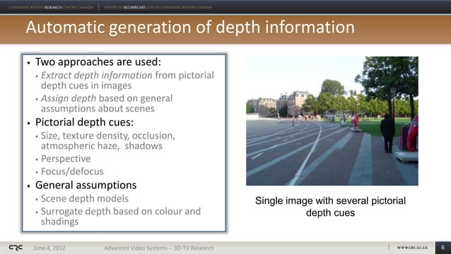 2D to 3D conversion at CRC: A visual perception approach. | PPT
