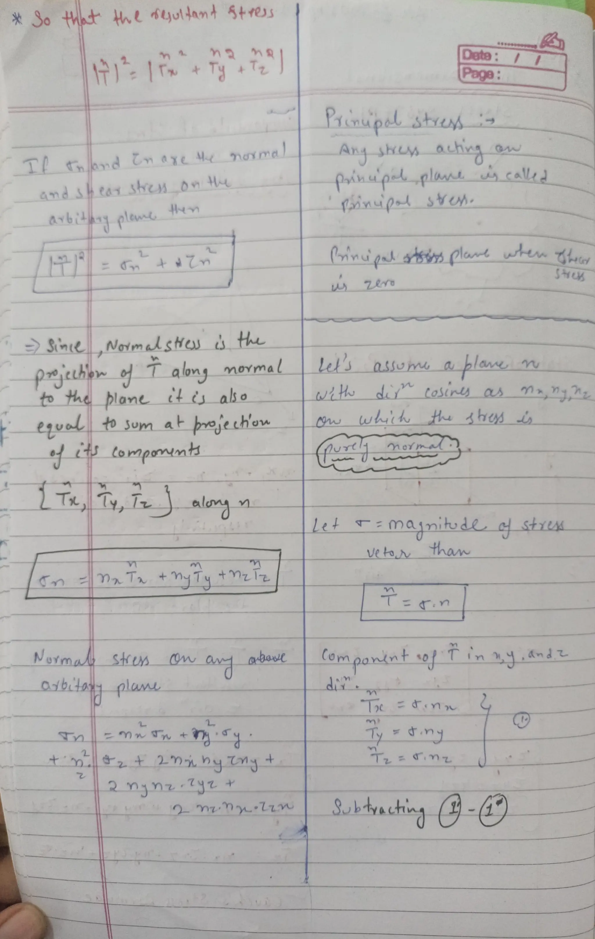 3d stress system class notes for Mechanical Engineering students in 2nd ...