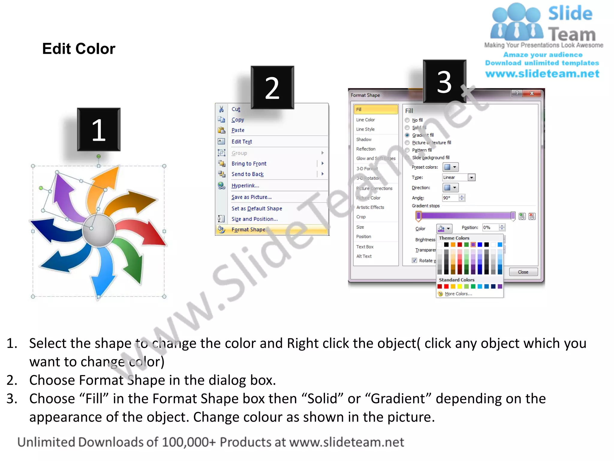 3d successive flow connecting arrow diagram 8 stages circular chart ...