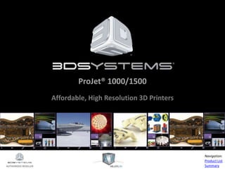 3D Systems printer overview FTI - Projet 1000 & 1500 series | PPTX ...
