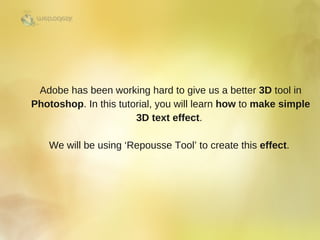 Creating Simple 3D Text Effect in Photoshop | PPT