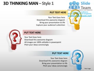 3d thinking man style 1 powerpoint presentation slides ppt templates ...