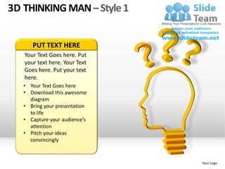 3d thinking man style 1 powerpoint presentation slides ppt templates ...