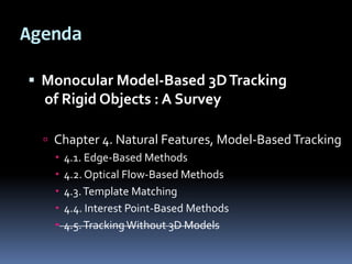 3d tracking : chapter4 natural features, model-based tracking | PPTX