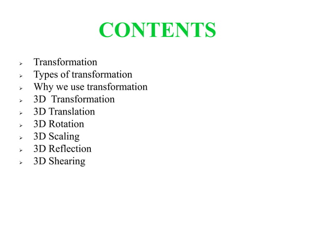 3d transformation computer graphics | PPTX