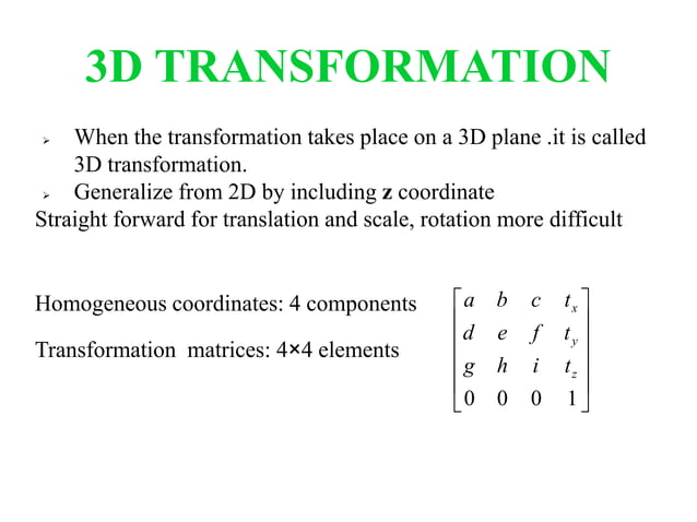 3d transformation computer graphics | PPTX