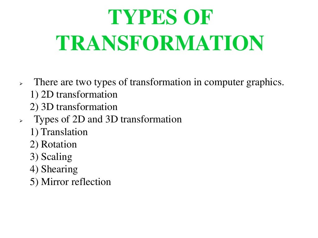 3d Transformation Computer Graphics
