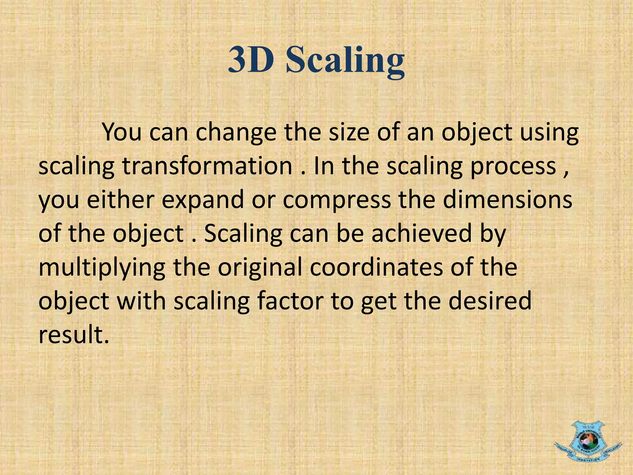 3D Transformation in Computer Graphics | PPTX