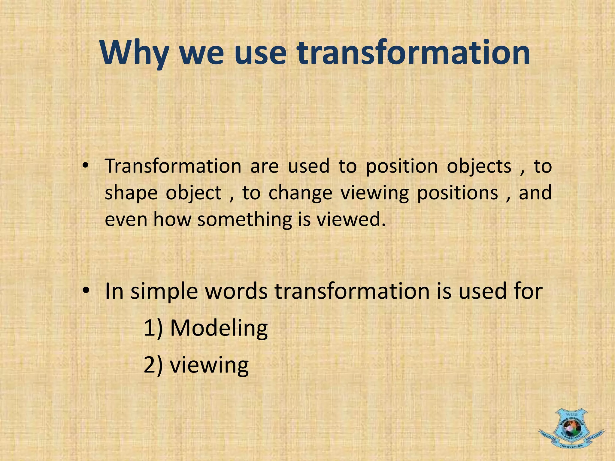 3D Transformation in Computer Graphics | PPTX