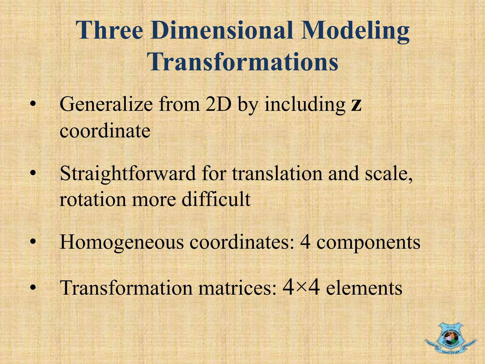 3D Transformation in Computer Graphics | PPTX