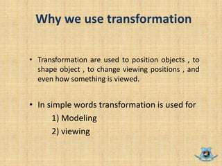 3D Transformation in Computer Graphics | PPTX