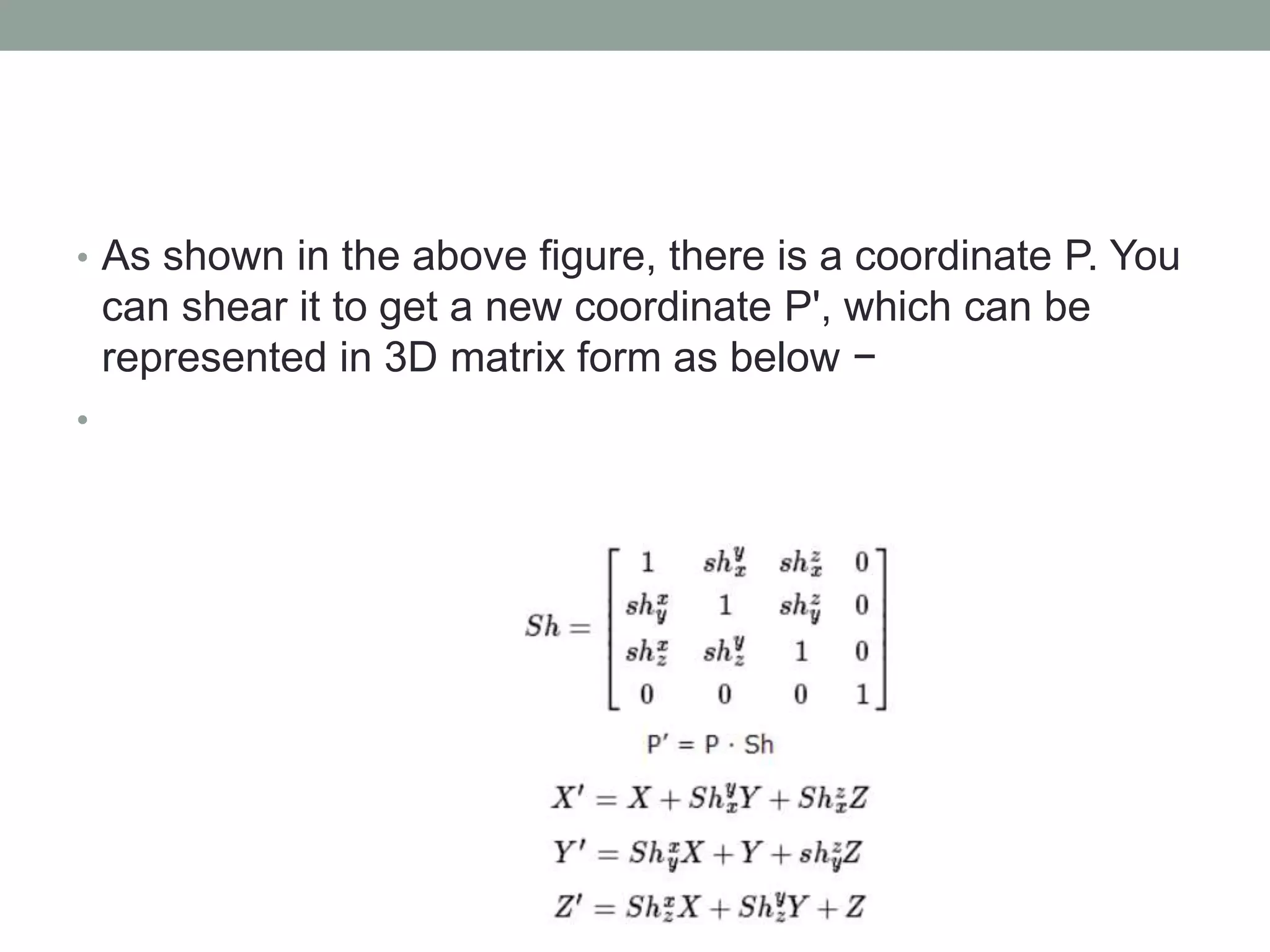 3D TRANSFORMATION: MATRIX REPRESENTATION | PPTX | 3-D Graphics ...