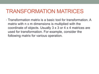 3D TRANSFORMATION: MATRIX REPRESENTATION | PPTX | 3-D Graphics ...