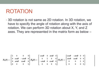 3D TRANSFORMATION: MATRIX REPRESENTATION | PPTX | 3-D Graphics ...