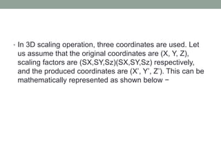 3D TRANSFORMATION: MATRIX REPRESENTATION | PPTX | 3-D Graphics ...