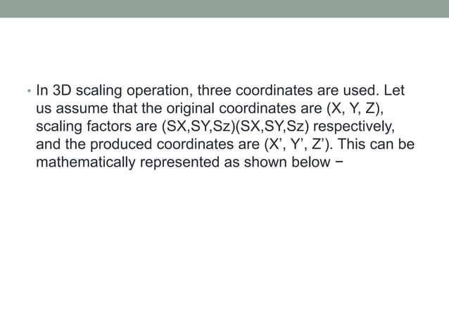 3D TRANSFORMATION: MATRIX REPRESENTATION | PPTX | 3-D Graphics ...