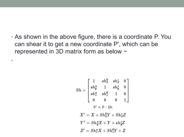 3d Transformation Matrix Representation Pptx 3 D Graphics Computer Software And Applications