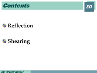 3 d transformation reflection | PPTX | 3-D Graphics | Computer Software and Applications