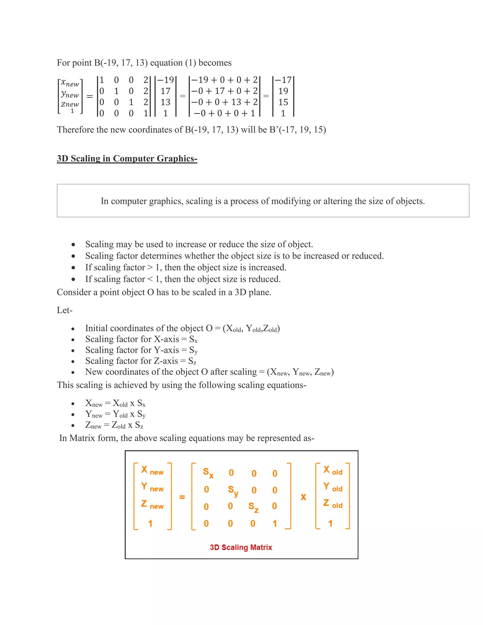 3D Transformation in Computer Graphics | PDF