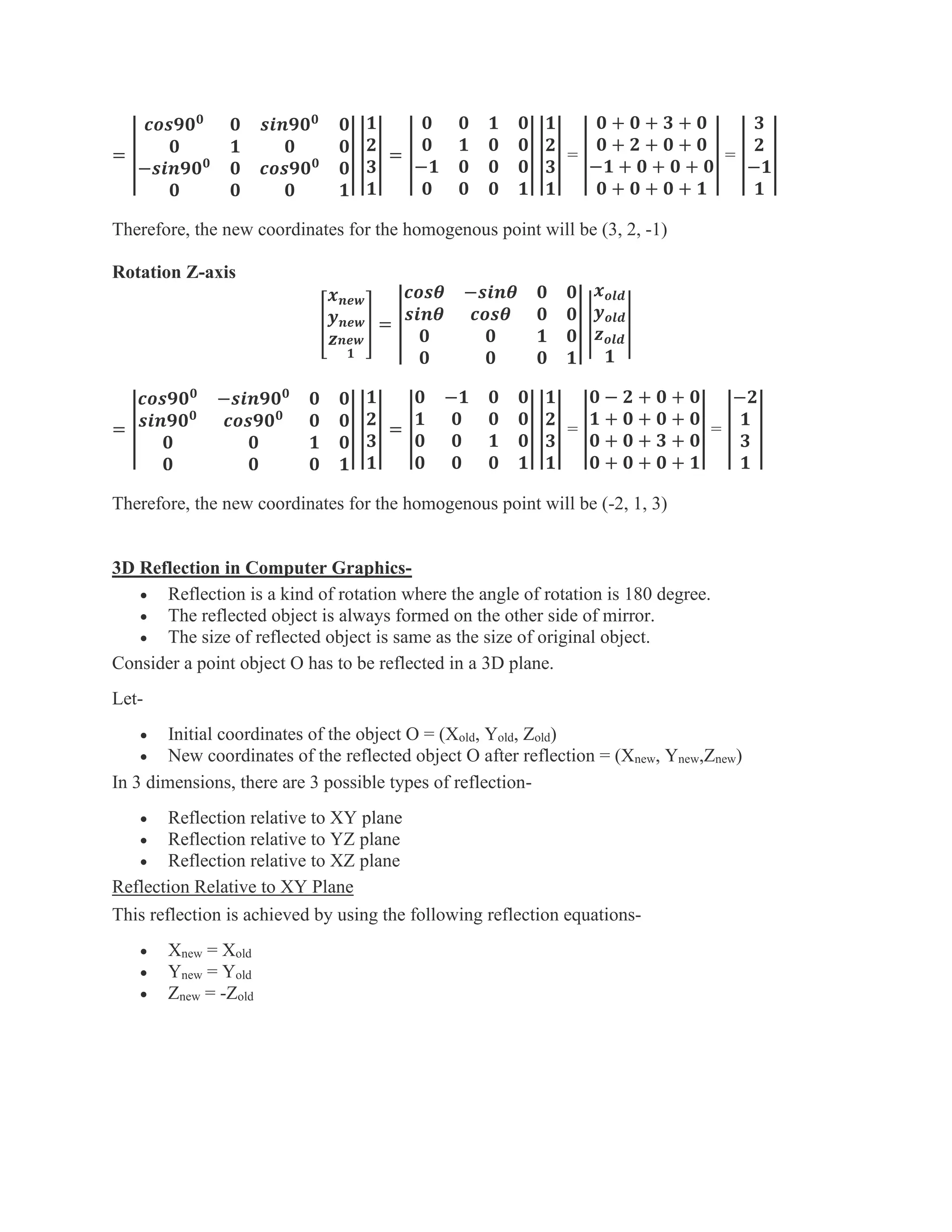 3D Transformation in Computer Graphics | PDF