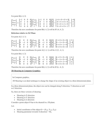 3D Transformation in Computer Graphics | PDF